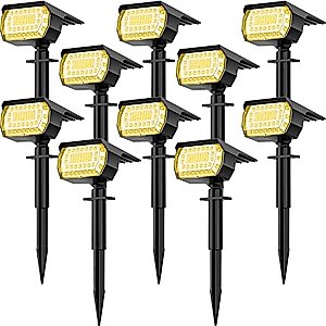 MinPea Solar Spot Lights Outdoor, [57 LED/10 Pack] Solar Lights Outdoor IP65 Waterproof, 3 Modes Solar Landscape Spotlights, Solar Powered Garden Yard Light for Patio Pathway Driveway Pool(Warm White)