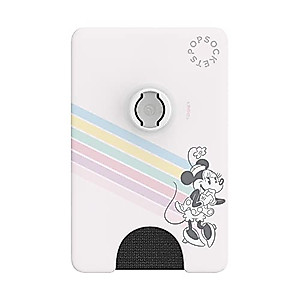 PopSockets Phone Wallet with Expanding Phone Grip, Phone Card Holder, Disney PopWallet - Minnie Rainbow