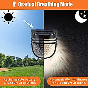 Gonengo Solar Fence Lights - Solar Fence Lights Outdoor Waterproof, for Fence, Wall, Garden, Pool Stair, Solar Fence Lights Warm White (4 Pack)