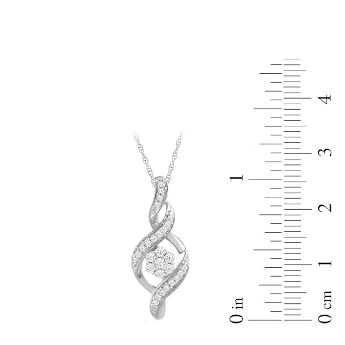 Amazon Essentials 10K White Gold Diamond Twist Pendant Necklace (1/4 cttw), 18" (previously Amazon Collection)