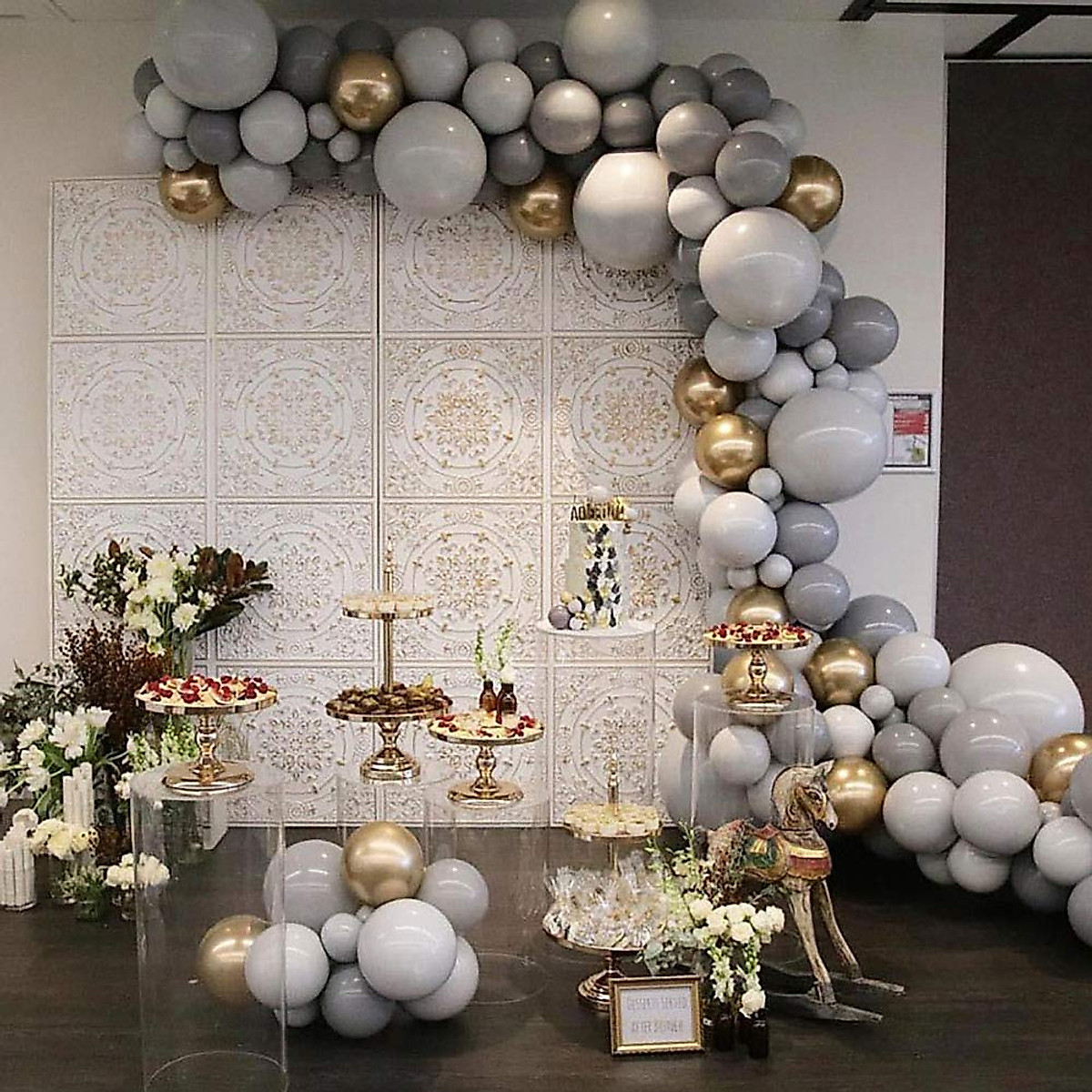 KALOR Grey Balloons,100 Pcs 5 Inch Mini Matte Latex Balloons for Balloon Garland Arch, Birthday Decoration, Wedding Party, Baby Shower Decorations