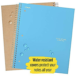 Five Star Spiral Notebook, 1 Subject, College Ruled Paper, 100 Sheets, 11" x 8-1/2", Teal (72051)