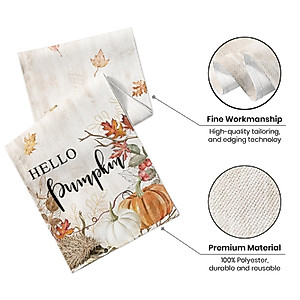 Fall Decor Table Runner 72 Inches Long, Pumpkin Orange Dresser Scarves Thanksgiving Kitchen Dining Table Setting Decoration for Holiday Party Wedding