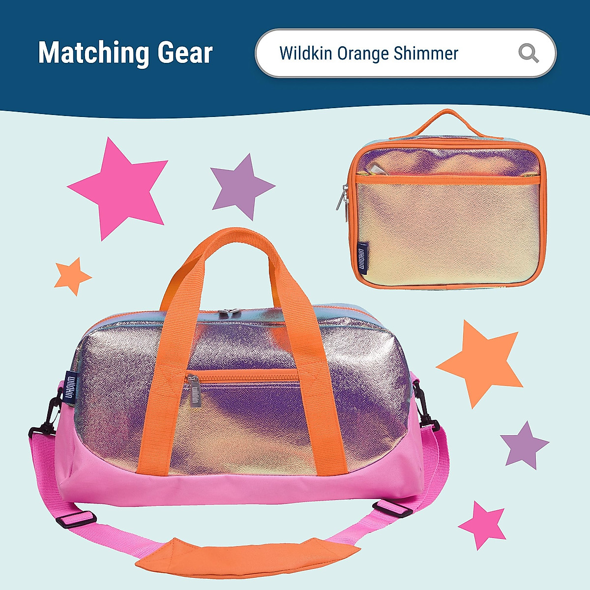 Wildkin Pack-it-All Kids Backpack for Boys & Girls, Ideal Size for School & Travel Backpack for Kids, Features Front Strap, Interior Sleeve, Back Support & Side Pocket (Orange Shimmer)