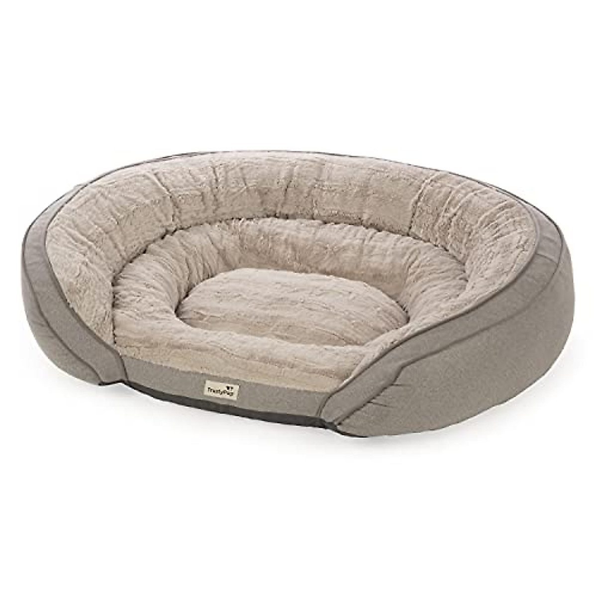 TrustyPup Snuggle Soother Bolstered Couch Cuddler Memory Foam Pet Bed - Gray, Extra Large