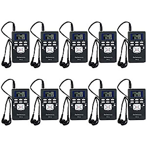 Retekess PR13 Portable Receiver, Mini FM Radio DSP with 24 Hour Clock for Drive-in Church, Teaching, Simultaneous Translation, Meeting, Tour Guide, Mental Hospital, Correctional Center(10 Pack)