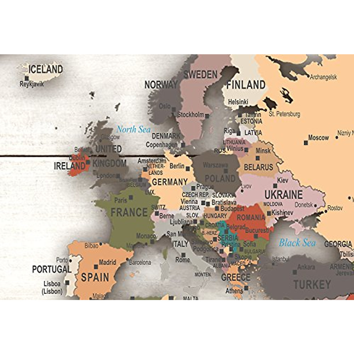 artgeist Pinboard World Map 35x24 in - Cork Board & Canvas Print Wall Art 3 pcs Memoboard with 50 Pins Noticeboard Message Board Image Picture Home Decor Travel Map Map of The World k-C-0035-p-g