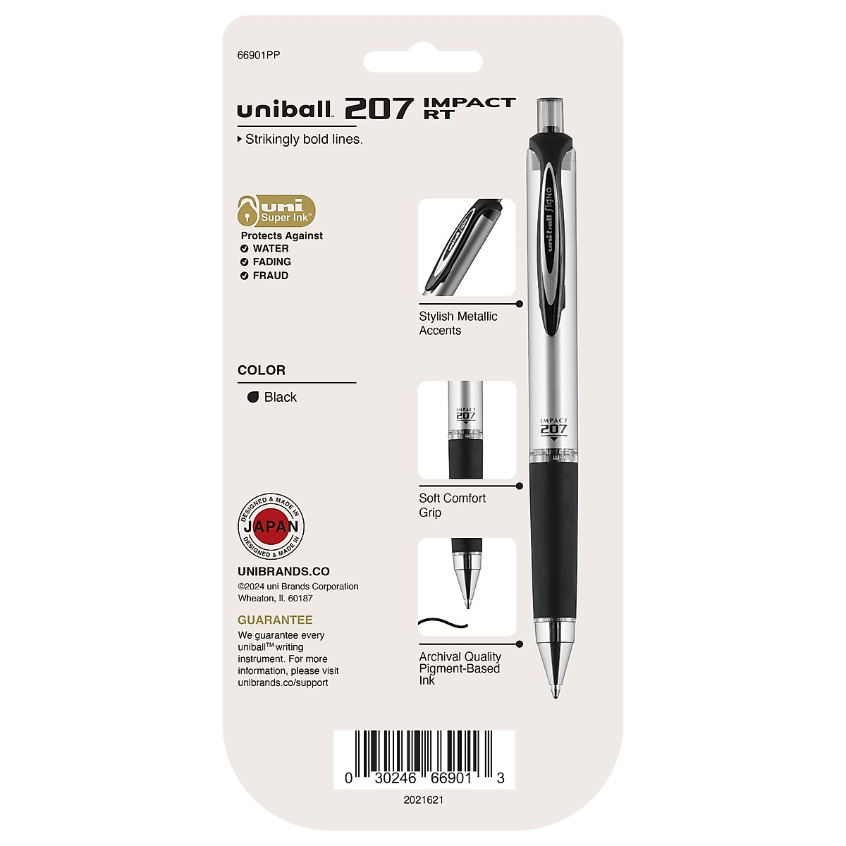 Signo 207 Impact RT Gel Pens, Professional Black Ink, Gel Ink Pens with 1.0mm Bold Points, Gel Pen Pack of 4, Black Pen for Office Supplies, School Supplies, & Home Supplies, Black Gel Ink Pens Bulk