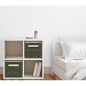 Sweet Jojo Designs Hunter Green Boho Arrow Foldable Fabric Storage Cube Bins Boxes Organizer Toys Kids Baby Childrens Set of 2 White Bohemian Woodland Tribal Southwest Chevron Geometric Herringbone