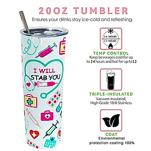 muanns Nurse Gifts for Women - Nurse Tumbler Nurse Coffee Mug Cup with Lid and Straw - 20 Oz Stainless Steel Insulated Water Bottle - Gifts for Practitioner Nurse Nursing Student Men Women