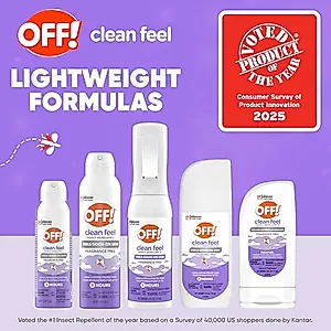 OFF! Clean Feel Insect Repellent Aerosol with 20% Picaridin, Bug Spray with Long Lasting Protection from Mosquitoes, Feels Good on Skin, 7.5 oz