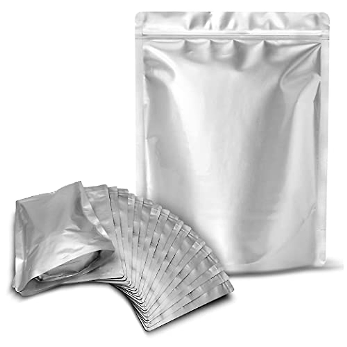 25 Stand Up Mylar Bags 1 Gallon THICK for Long Term Food Storage - 9.4 Mil - 10" x 14" ; Airtight Vacuum Sealing Resealable Ziplock Pouches Large Food Grade Mylar Bags Light, Moisture, Smell and Water