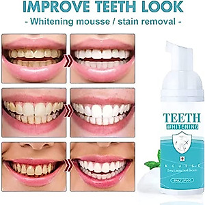 50Ml Saveuppro Teeth Whitening Mousse Foam Refreshing Breath Deep Cleaning Toothpaste, Fresh Breath, Travel Friendly, Easy to Use (1) (１)