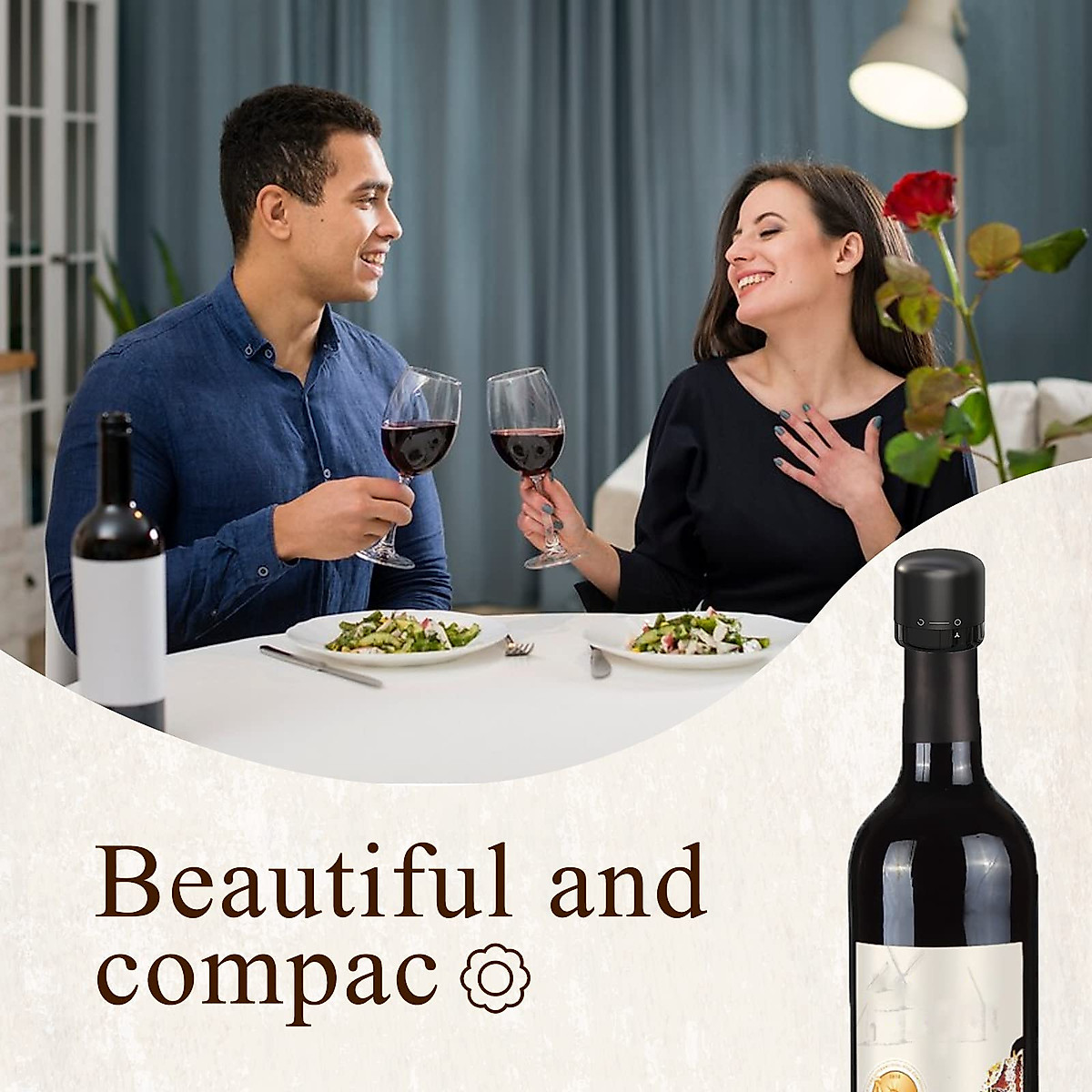 Loboo Idea Silicone Wine Stoppers For Wine Bottles, Wine Saver Stoppers (6pcs/box, Black)