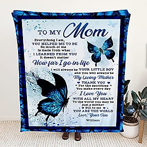 Toyshea to My Mom Blanket Everything I Am You Helped Me to Be Mom Gifts from Daughter Son Personalized Butterfly Throws Soft Sherpa Blanket Fleece Blanket for Mothers Day Christmas Birthday Presents