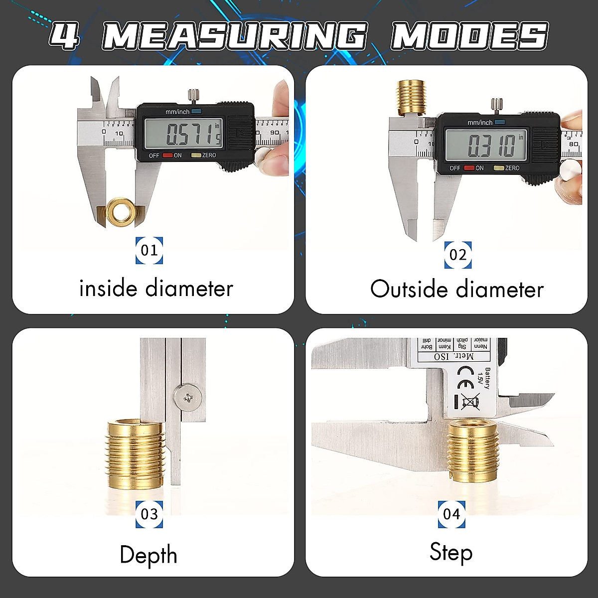 Simhevn Electronic Digital Caliper Measuring Tool, Stainless Steel Vernier Caliper Digital, Easy Switch from Inch Metric, LCD Screen,0-6inch/150mm Caliper Measuring Tool for DIY/3D Printing