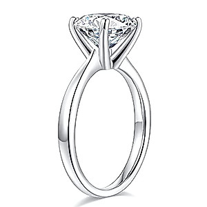 FACETS JEWELS Colorless VVS1 2.00 Carat Moissanite Diamond Engagement And Wedding Ring For Women In Solitaire Ring in - 10K Solid White Gold Size 6.5