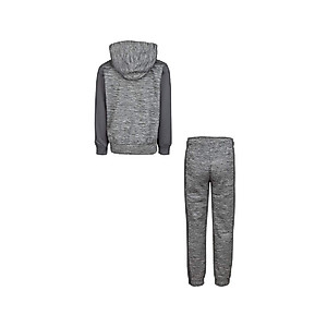 Nike Boy`s Dry Fit Therma Zip Hoodie & Sweatpants 2 Piece Set (Carbon Heather(86G933-GEH)/Orange, 18 Months)
