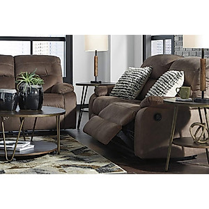 Signature Design by Ashley Bolzano Faux Leather Manual Reclining Loveseat, Brown