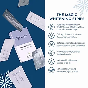 Snow The Magic Strips - Safe for Enamel Dissolving Teeth Whitening Strips - Mess-Free Portable Teeth Whitener for Oral Care with Lavender & Mint Flavor, Whitening Strips for Teeth, 1 Pack of 28 Strips