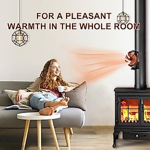 VODA 3-in-1 Stove Fan with Magnet, Heat Powered Fan with Adjustable Band- 4 Blades Woodburner Fan for Wood Stove/Fireplace/Stove Pipe, Wood Burning Stove Top Fire Fan