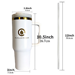 Allround Hydrate Luxury Gold plated 40oz Insulated Tumbler with Gripped Handle and straw