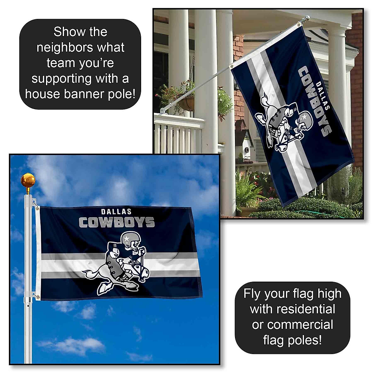 WinCraft Cowboys Throwback Vintage Retro 3x5 Banner Flag