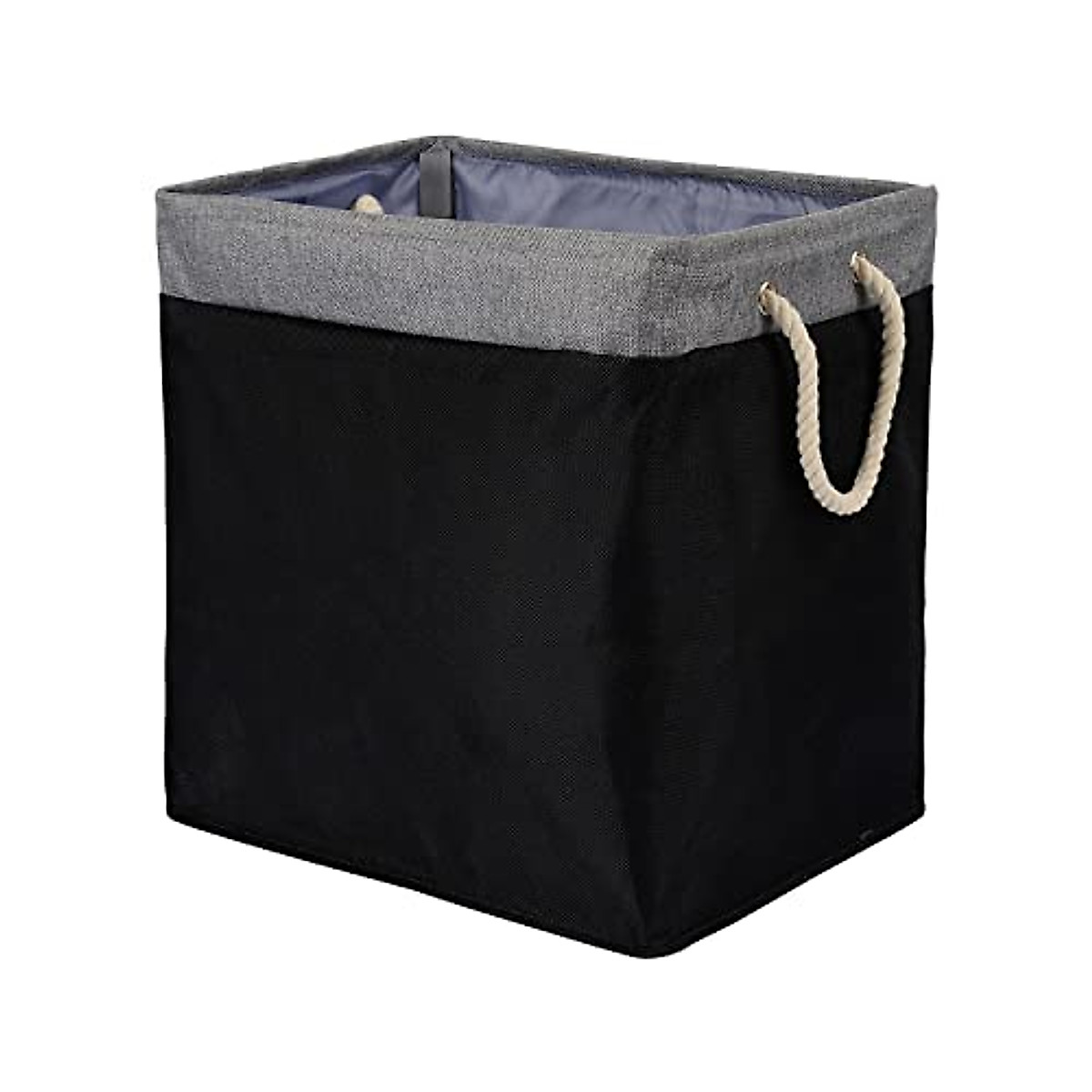 Amazon Basics Foldable Fabric Rectangular Laundry Hamper with Detachable Brackets, Large, Black