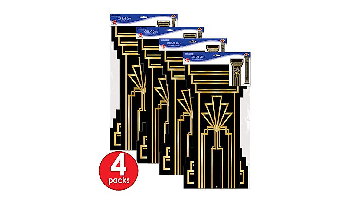 Roaring 20's Party Decorations - 6' Black and Gold Columns for Events
