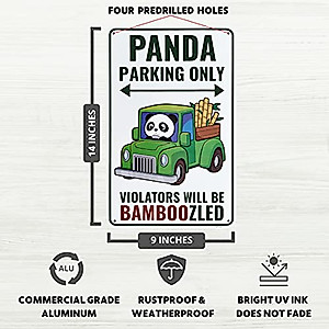 Venicor Panda Sign - 9 x 14 Inches - Aluminum - Panda Gifts for Girls Women - Panda Bear Room Decor Wall Art Stickers Stuff