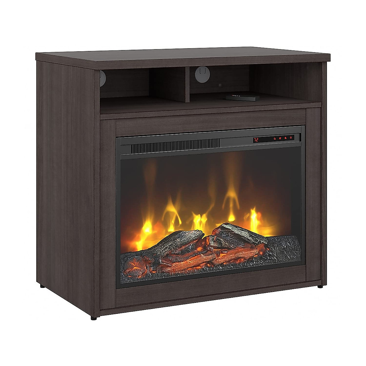 Bush Business Furniture Studio C Floor Standing Electric Indoor Fireplace with Shelf, 32-inch W, Storm Gray (SCS132SGFRK)