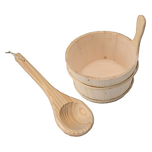 UPQRSG Sauna Bucket and Ladle, Wooden Sauna Bucket Sauna Accessories for Men Women, SpruceHot Tub Barrel Sauna Sauna Spa Accessory with Plastic Liner