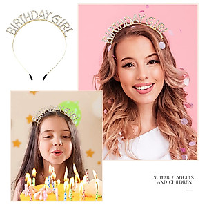 PQRUU Birthday Sash for Women Gold Birthday Girl Sash Glitter Birthday Sash and Tiara for Women Birthday Crowns for Women Happy Birthday Decorations Accessories Rhinestone Birthday Girl Headband