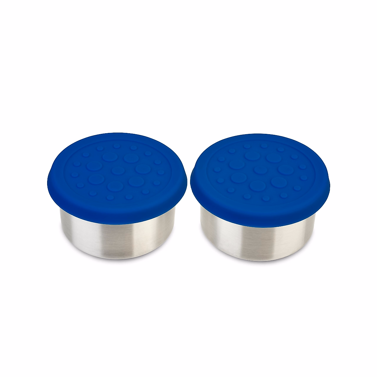 LunchBots 4.5 oz Stainless Steel Dressing Container for Condiments, Dips, Snacks, Dipping Sauce Cups with Silicone Lid, Fits in Lunch Bags and Bento Boxes - Set of 2 (Blue)