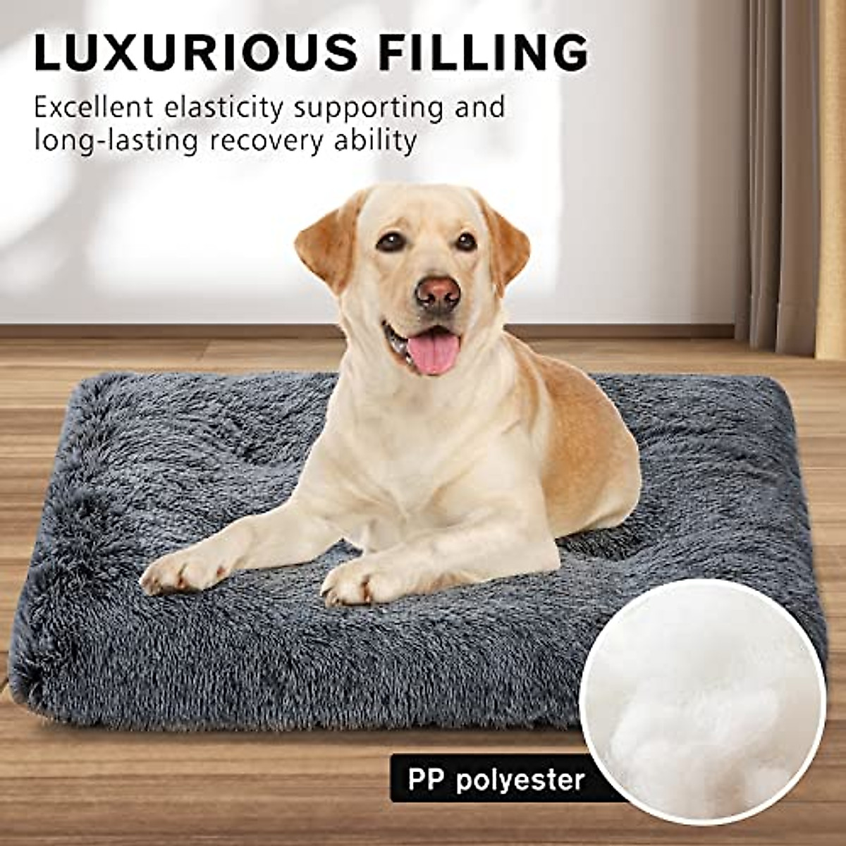 Dog Bed,Crate Pet Bed Kennel Pad,Soft Plush,Comfortable Dog Bed,Washable,Suitable for Medium & Large Dogs(Dark Grey)