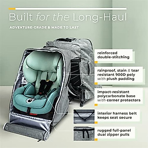 The Little Stork Car Seat Travel Bag With Wheels - 3 In 1 Padded Carseat Carrier Backpack With Extra Storage To Cover All Your Toddler Airplane Travel Essentials - Baby Car Seat Bags For Air Travel