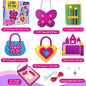 Toylink First Sewing Kit for Kids Beginners Arts Crafts for Girls Ages 4 5 6 7 8 Learn to Sew Unicorn Purse Bags Picture Frame Pen Holder DIY Felt Craft Kits Toddler Gifts