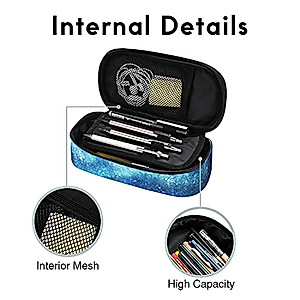 High Capacity Galaxy Pencil Pen Case for Boys Girls Teen, 3 Compartments Multifunction Pencil Box with Zipper Organizer Pencil Bag Stationery Pouch Supplies Office Stuff Makeup Bag