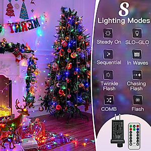 shineshine 197FT 600LED Christmas Lights Outdoor, Waterproof 8 Lighting Modes String Lights with Remote and Timer, Xmas Lights for Indoor Outside Party New Year House (Multicolor)
