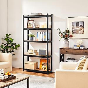 Topeakmart 2 PCS 5-Tier Utility Shelves, Metal Storage Shelves Garage Shelving Unit Adjustable Garage Storage Shelves Storage Racks Heavy Duty Shed Shelving- Black, 35.5 x 12 x 71 Inch