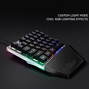 Ruining One Handed Keyboard, Portable Small Gaming Keyboard for Home for Office