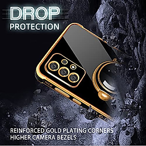 Buleens for Samsung Galaxy A32 5G Case with Astronaut Stand, Women Girls Galaxy A32 5G Cases, Girly Cute 6D Outer Space Heart Pattern Phone Cover for Samsung A32 5G 6.5 Inch Black