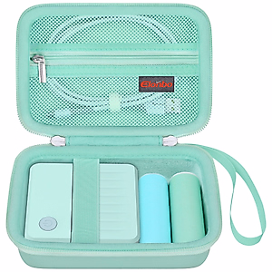 Elonbo Label Maker Carrying Case for JADENS D110 Portable Bluetooth Label Printer,Small Mini Thermal Sticker Printer Storage Holder,Extra Pocket Fits Label Paper,User Manual,Type C Charging Cord,Green