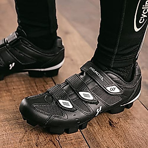 CyclingDeal Mountain Bicycle Bike Men's MTB Cycling Shoes Black Compatible with Shimano SPD and CrankBrothers Cleats | Size 46