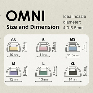 SpinFit Omni for True Wireless Earbuds & IEMs - SS - Patented Silicone Eartips for Replacement (1 Pair) (3.7 mm Nozzle Dia.)
