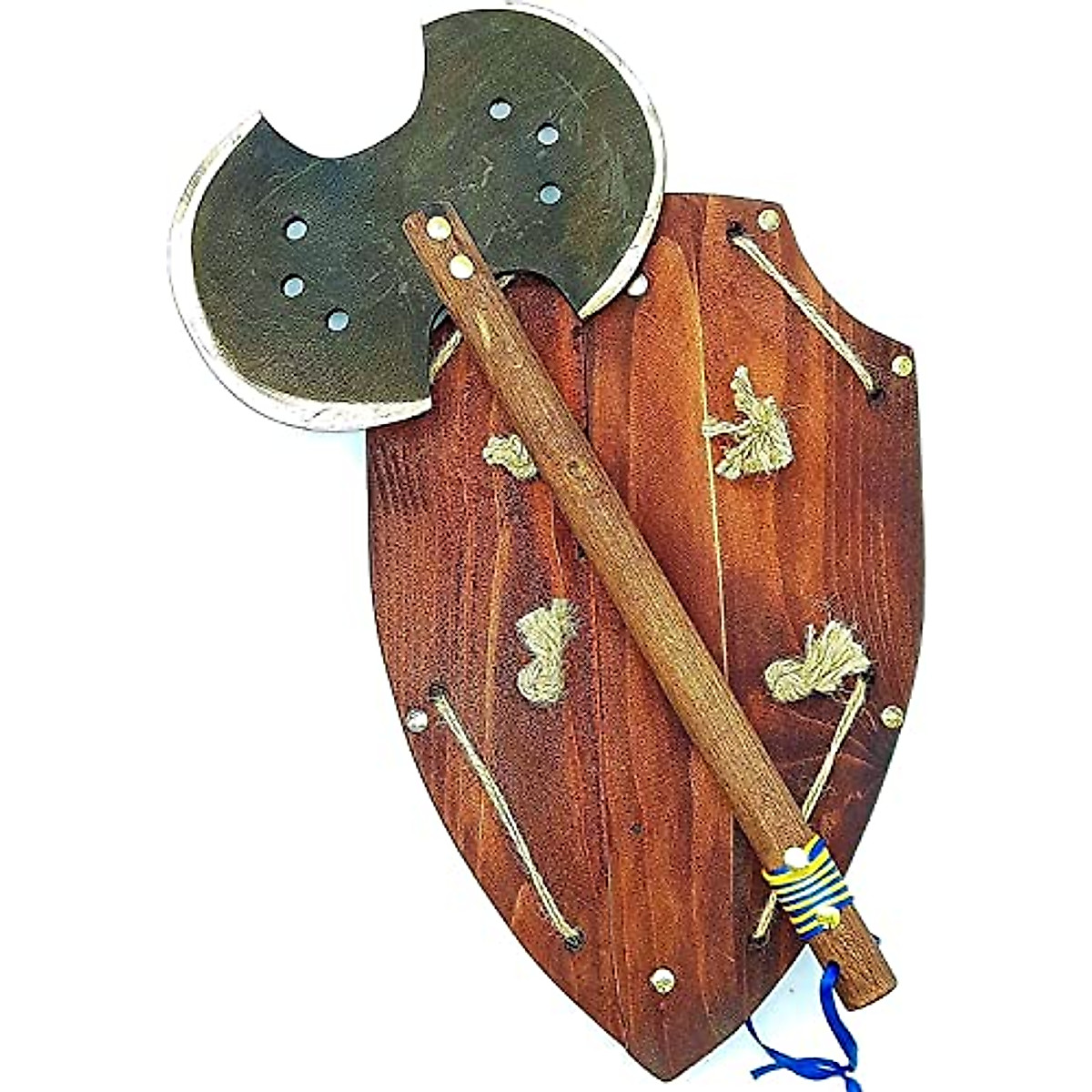 LOVARE Home Decor Wooden Shield - Viking Shield Wooden - Wood Shields and Axe Wooden - Wooden Viking Wood Sword and Shield - Wooden Shields for Boys - Wooden and Shield Set - Shield Unfinished Wood