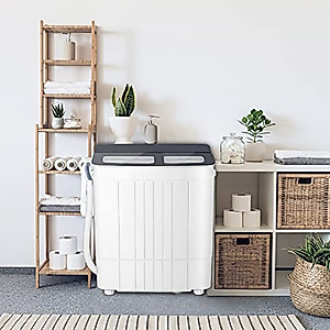 INTERGREAT Portable Washing Machine Mini 17.6 Lbs Compact Washer Machine and Dryer Combo, Small Twin Tub Washer with Spin Cycle for Camping, Laundry, Apartments, Dorms, College Rooms, Rv’s (Grey)