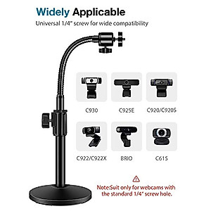InnoGear Webcam Stand, Upgraded Flexible Desktop Stand Gooseneck Stands Holder for Logitech Webcam C922 C930e C920S C920 C615 C960 and BRIO and Other Devices with 1/4" Thread
