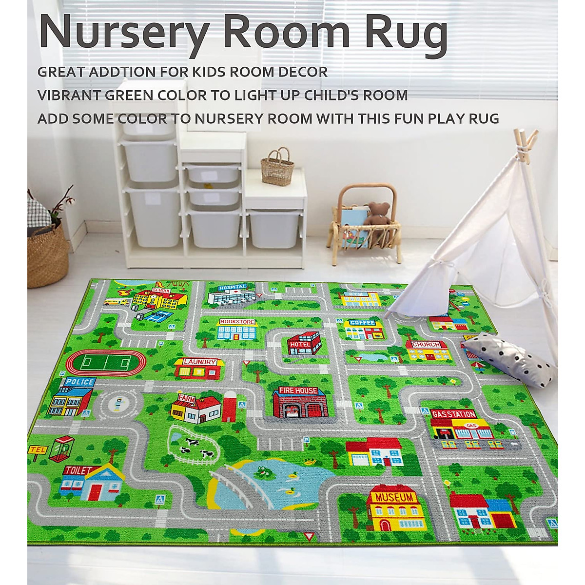 Yincimar Kids Carpet Playmat Car Play Rug City Life Traffic Road Kids Rug 5' x 6'6" Large Children Educational & Game Area Rug for Toddler Boys Bedroom Playroom Classroom