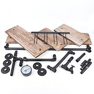 Wall Wine Rack with 4 Stem Glass Holder Wall-Mounted Wine Racks, 39.37" Industrial Pipe Shelf Wine Rack Metal Floating Bar Shelves, Farmhouse Wall Shelf Wine Holder for Kitchen Dining Room Bar